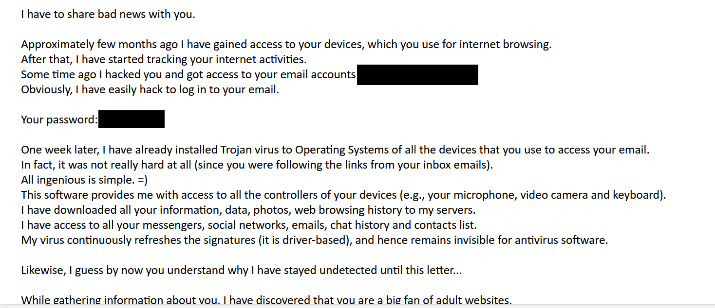 'Sextortion' Emails | OCSIA